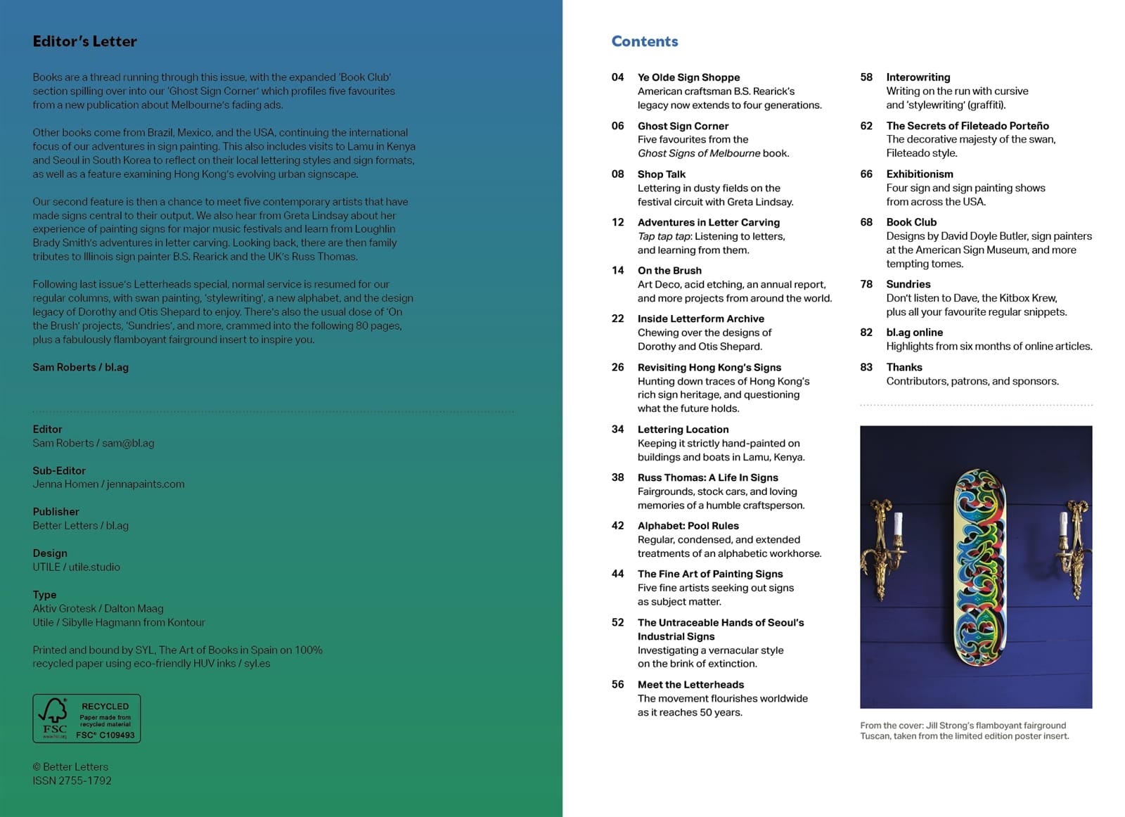 What's Inside Issue 08 of BLAG (Better Letters Magazine?